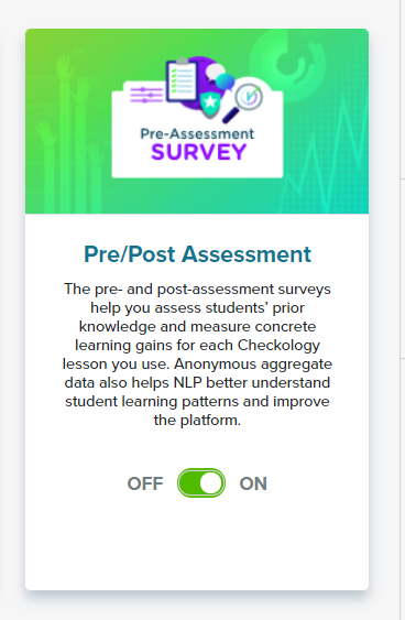 Class settings: Pre-/post-assessment – Checkology Help