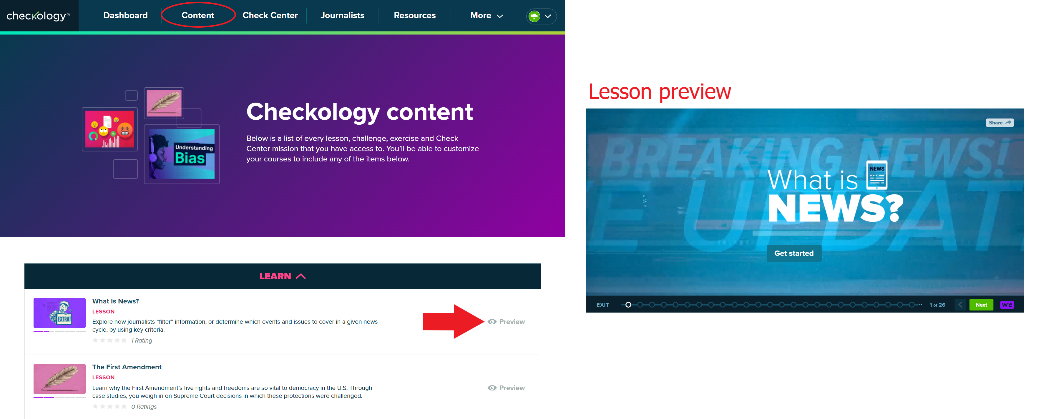 Browsing Checkology content – Checkology Help